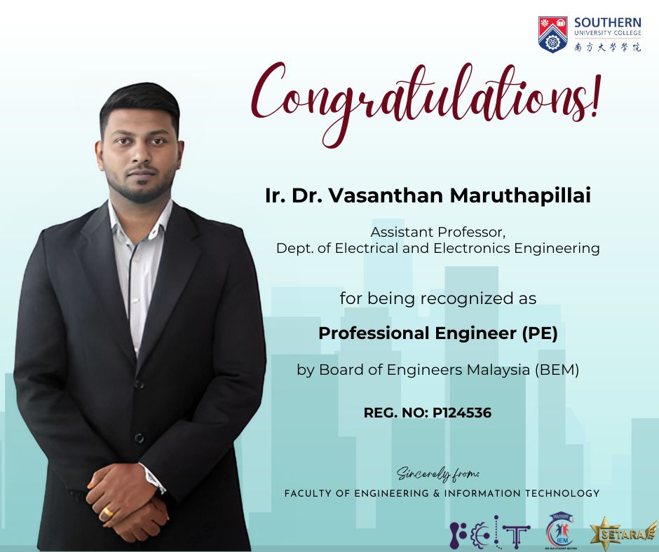 Big Congratulations to Ir. Dr. Vasanthan Maruthapillai – Southern UC